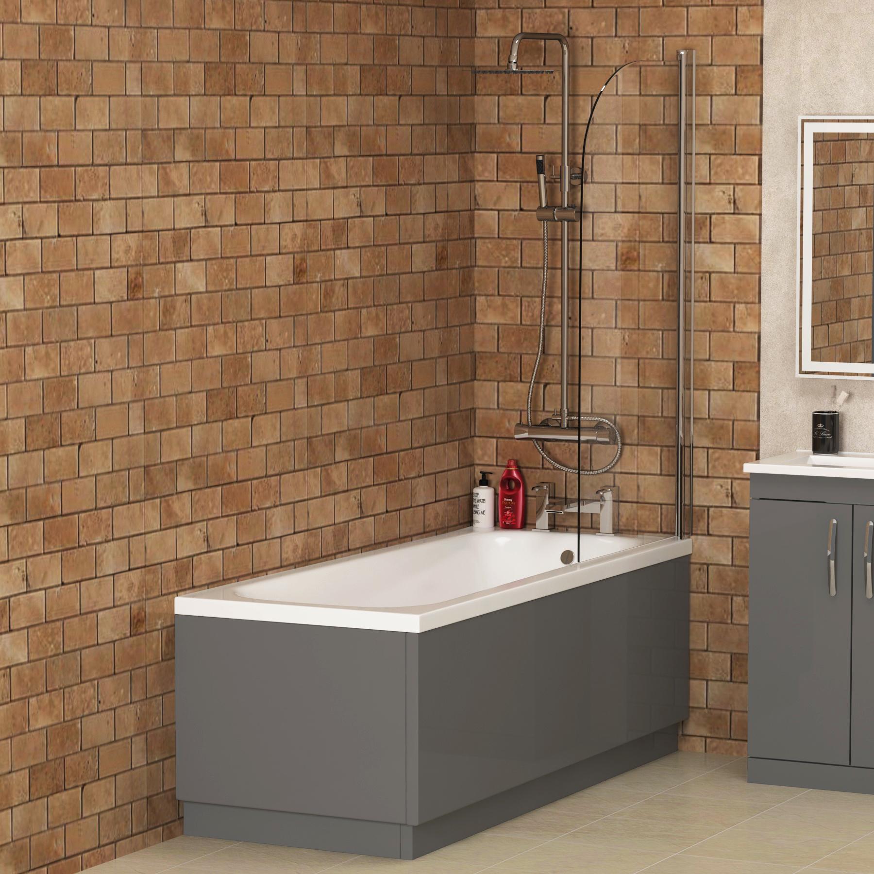 1800 X 800mm Breeze Single Ended Bath with Shower Screen, Front Panel ...