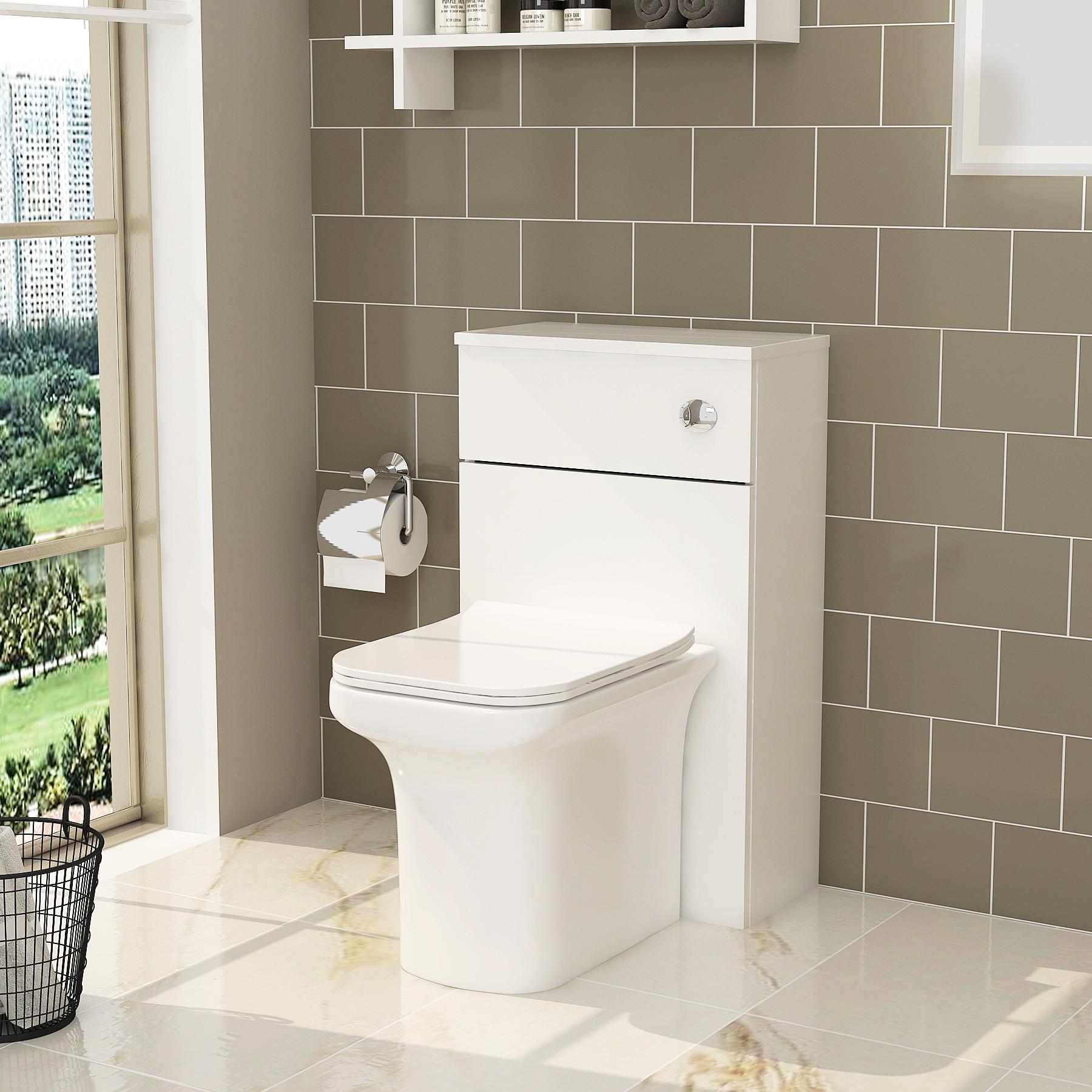 Cloakroom Suite Gloss White 400mm 1 Door Vanity Unit and BTW WC Unit ...