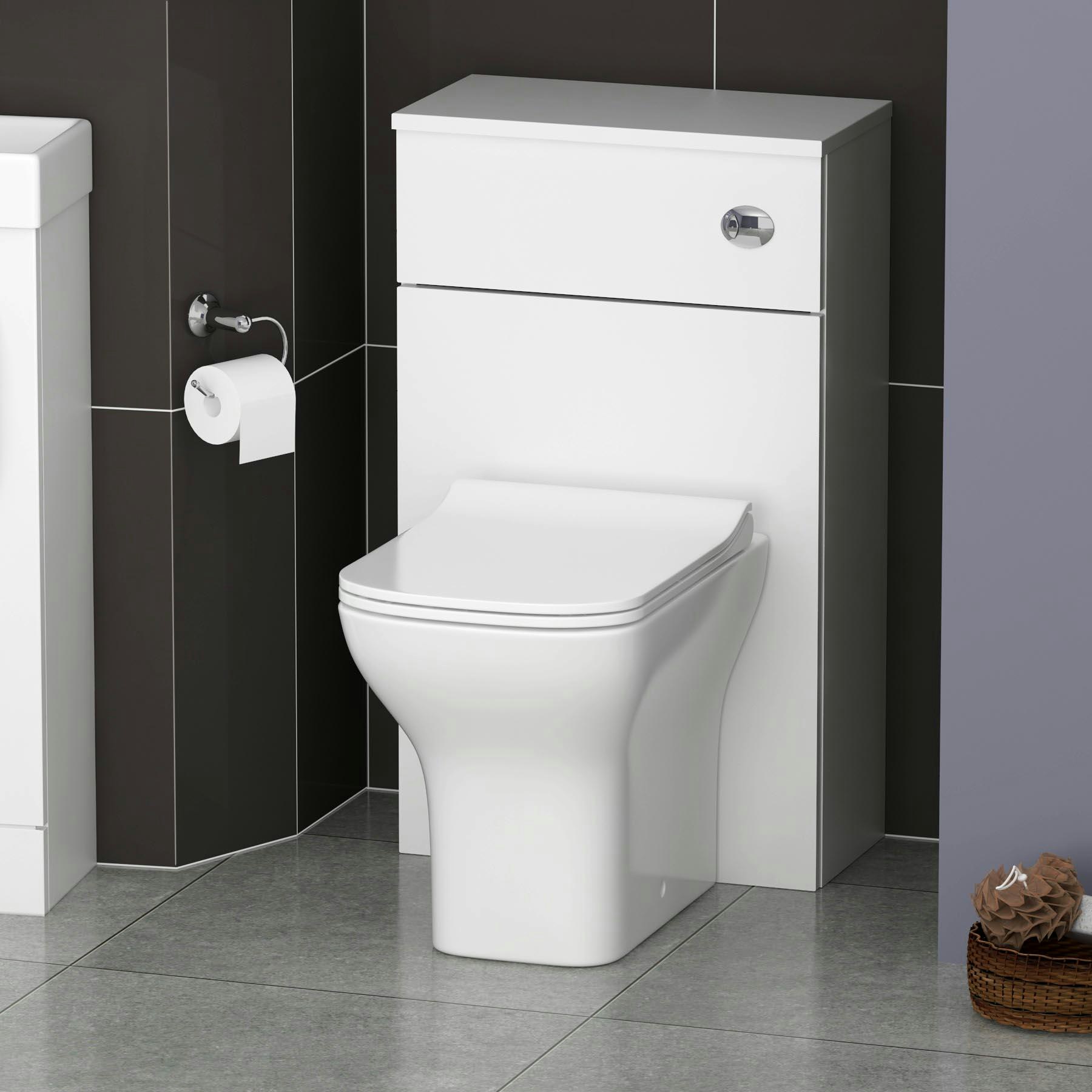 Cloakroom Suite Gloss White 400mm 1 Door Vanity Unit and BTW WC Unit ...