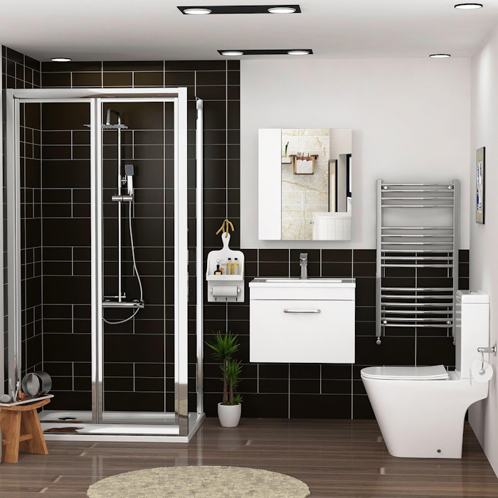 700 X 700mm Bi Fold Shower Enclosure En Suite With Elite Rimless Toilet