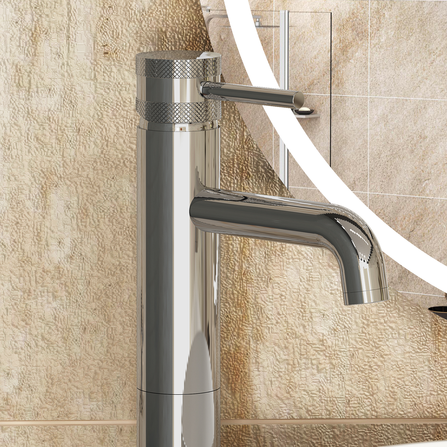 Core Round High Rise Mono Basin Mixer Tap Sleek Design - Chrome | Royal ...