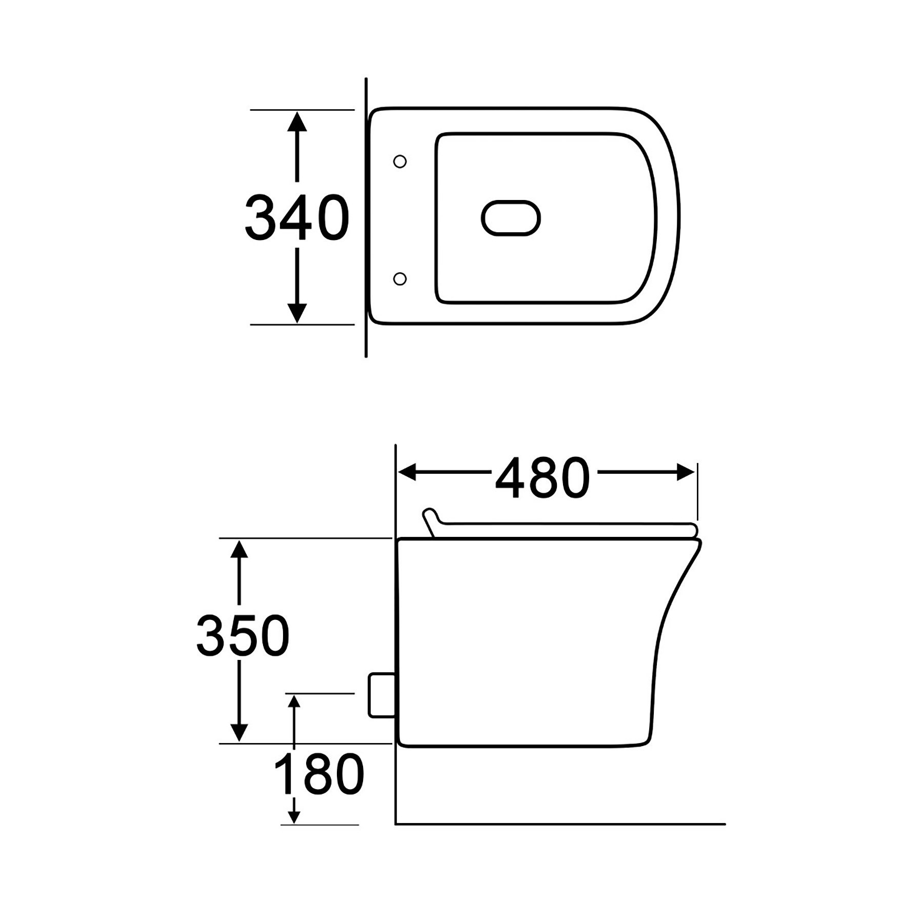 Rimless Wall Hung Short Projection Toilet with Soft Close Seat - Cube ...