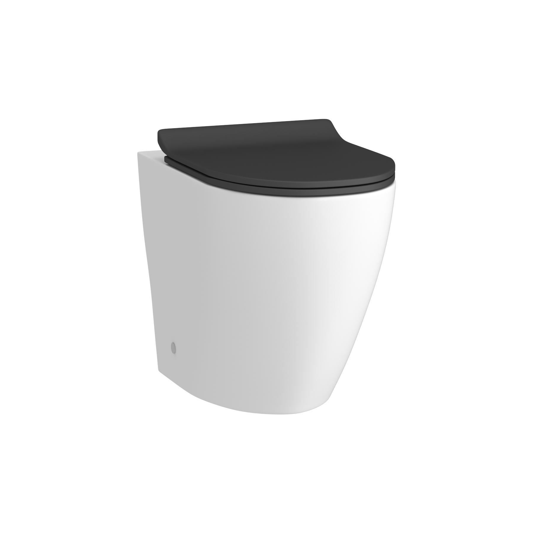 Elva Rimless Back to Wall Toilet Pan and Slim Soft Close Black Seat ...