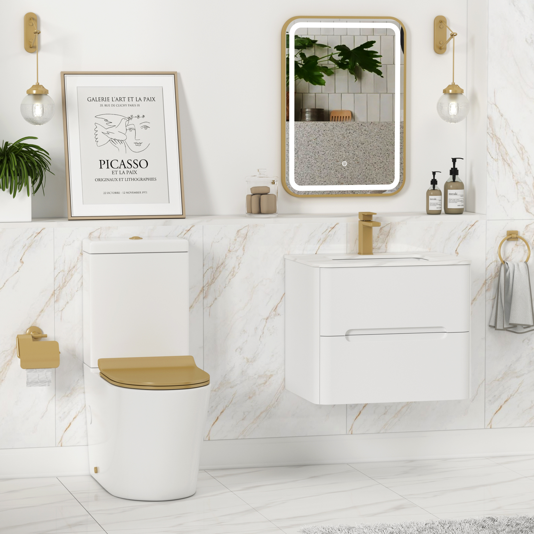 Cesar Short Projection Close Coupled Rimless Toilet and Slim Soft Close ...