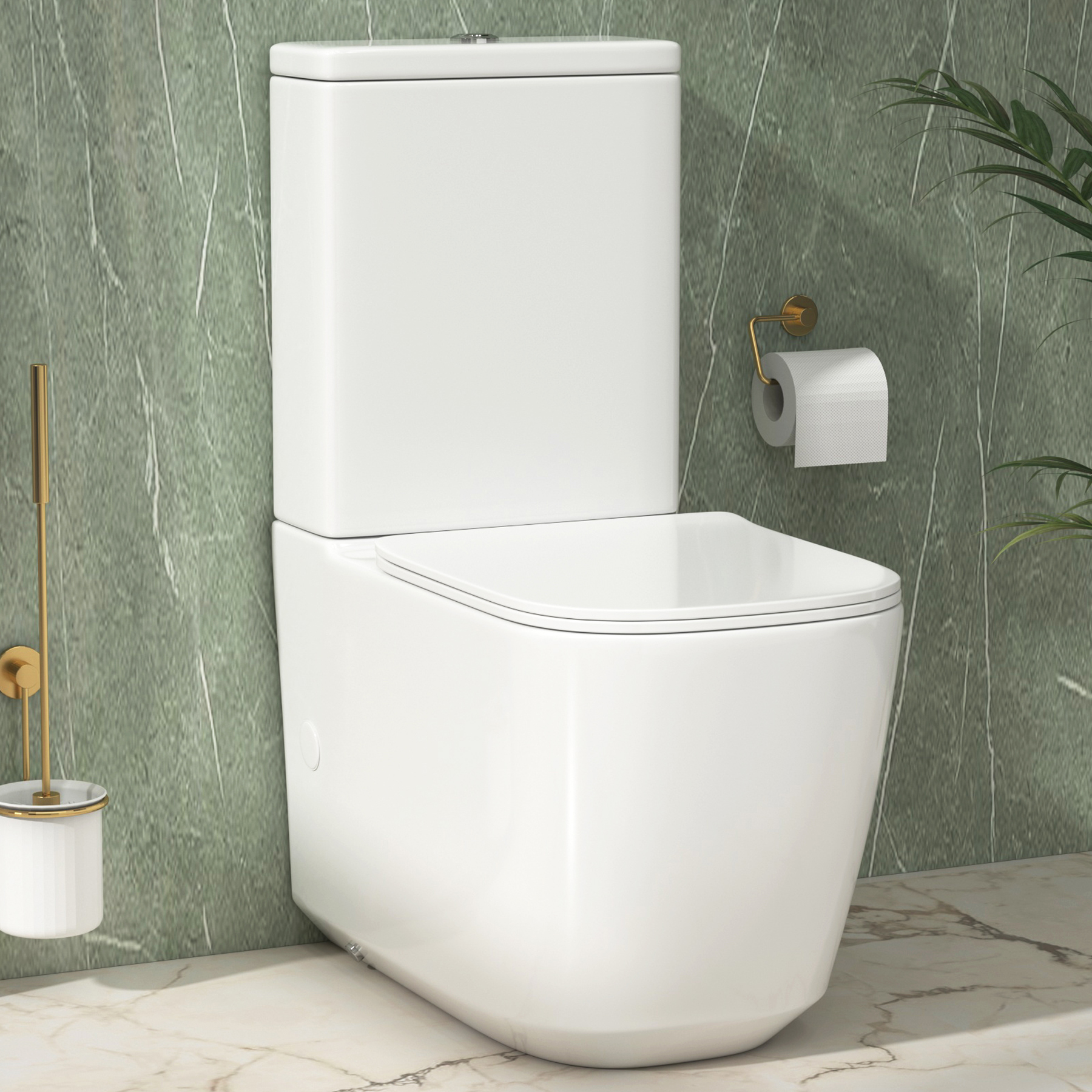 Luton Close Coupled Rimless Toilet and Slim Soft Close Seat Tornado ...