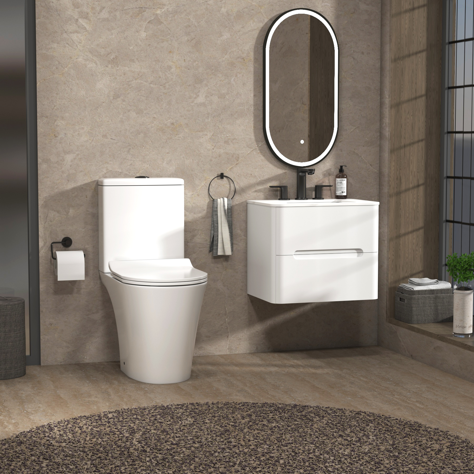 Nova Rimless Close Coupled Toilet and Slim Soft Close Seat with Cistern ...