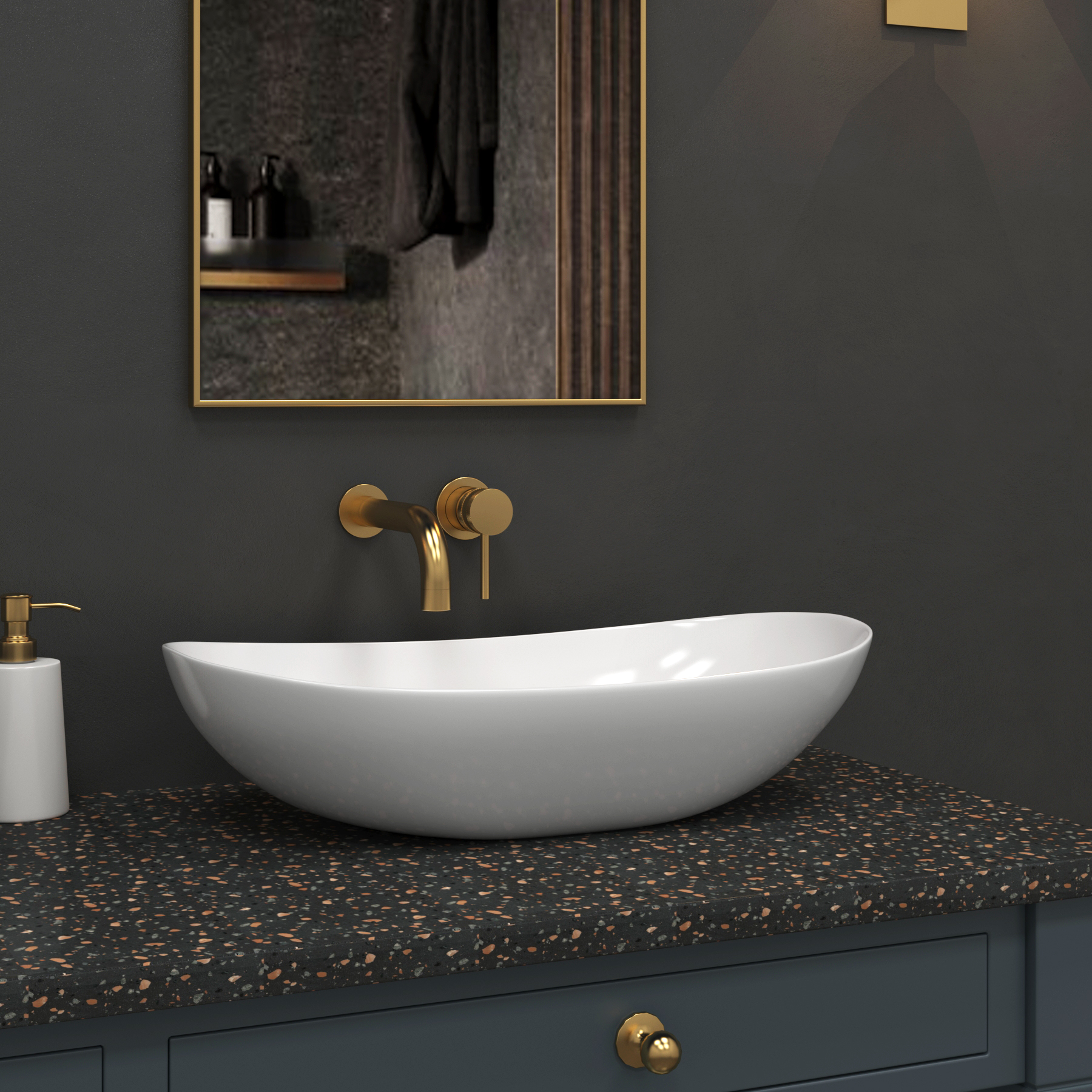 Cesar Oval Counter Top Basin Vessels 615mm Sit On Worktop | Royal Bathrooms