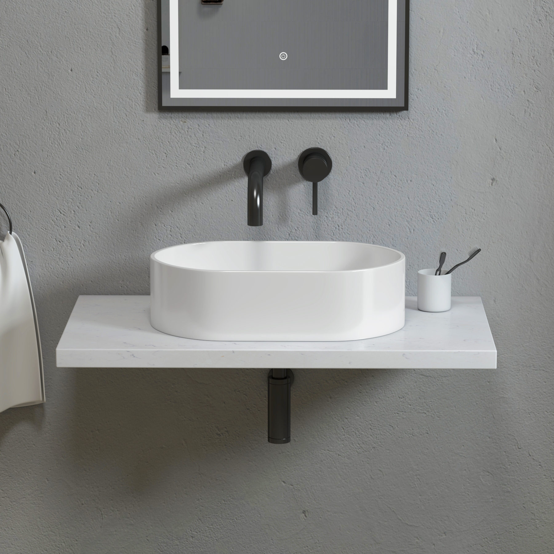 Peak Round Counter Top Basin Vessels 565mm Sit On Worktop | Royal Bathrooms
