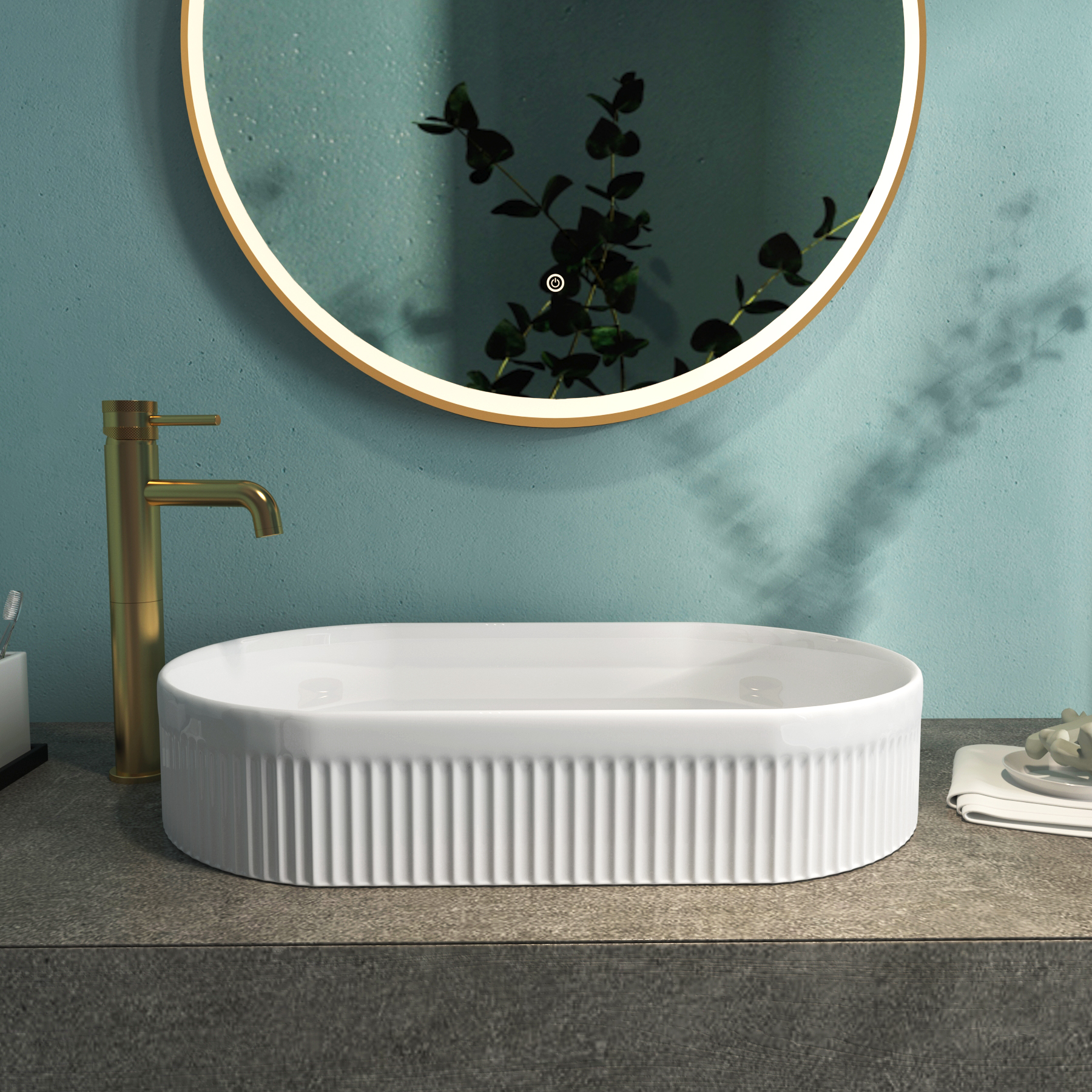 Lyon Round Counter Top Basin Vessels 480mm Sit On Worktop | Royal Bathrooms