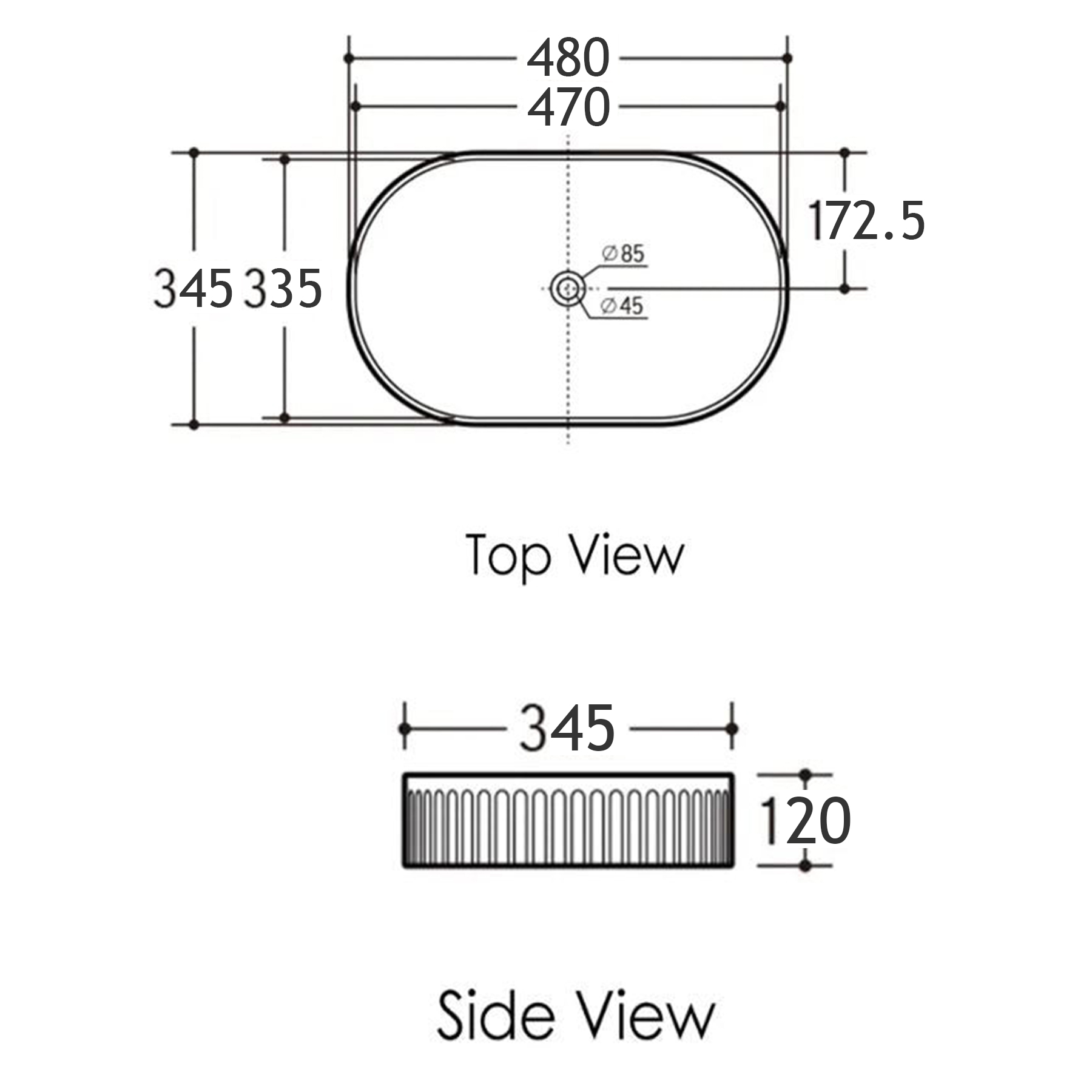 Lyon Round Counter Top Basin Vessels 480mm Sit On Worktop | Royal Bathrooms