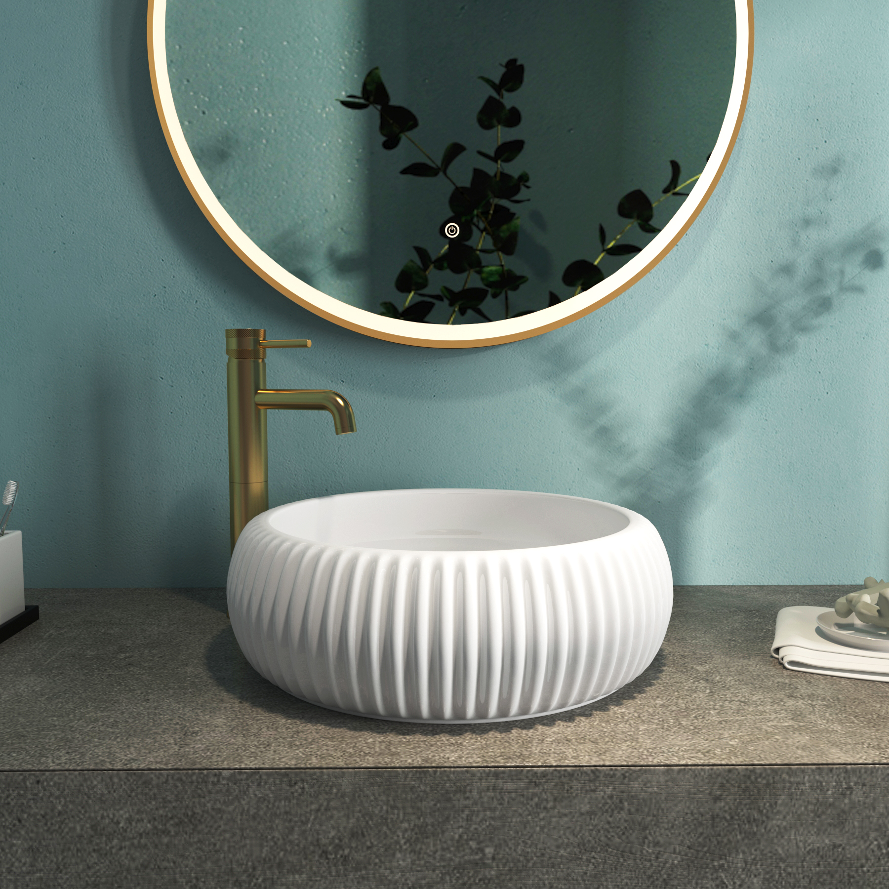 Milan Round Counter Top Basin Vessels 400mm Sit On Worktop | Royal ...