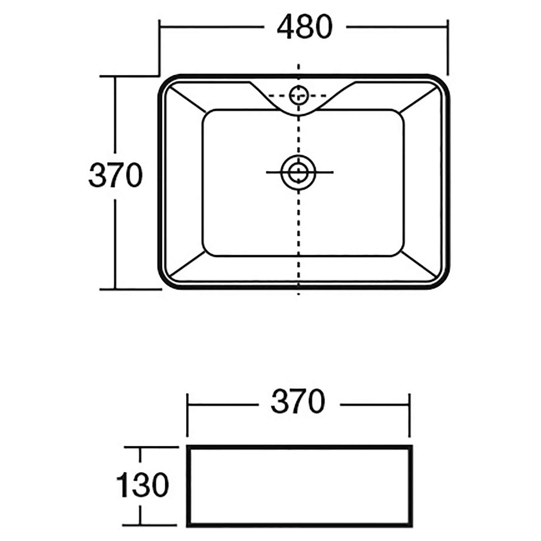Cube Square Counter Top Basin Vessels 370mm 1 Tap Hole | Royal Bathrooms