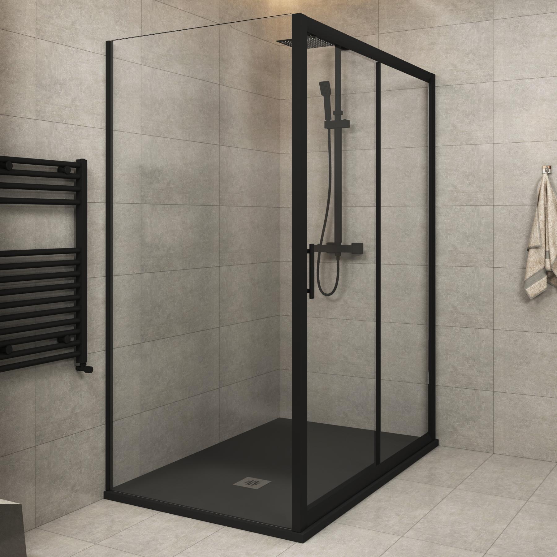 Milan 6mm Matt Black Shower Enclosure Side Panel 760 x 1850mm | Royal ...