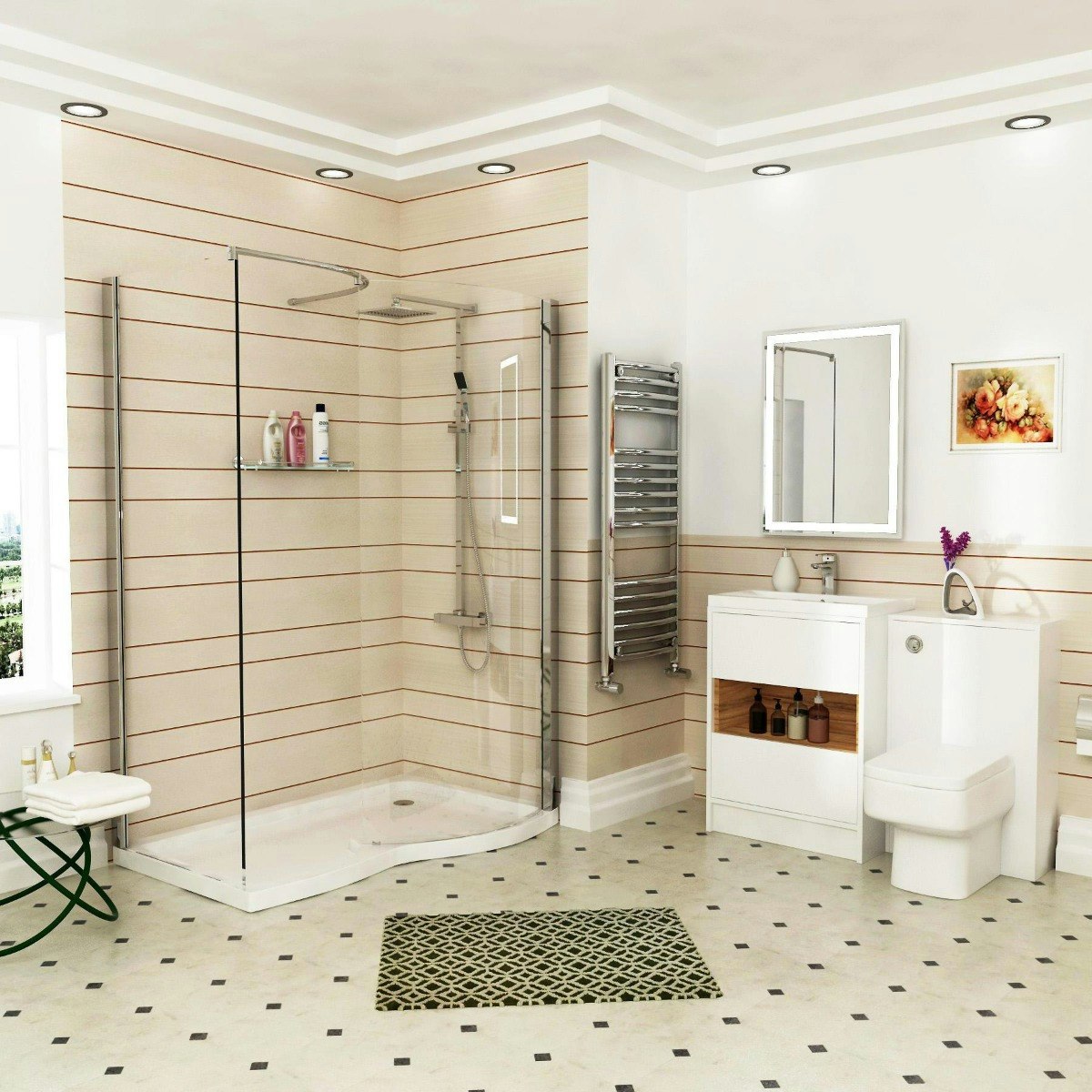 Elegance 8mm Easy Clean Glass Walk in Enclosure 1400x900mm with Tray ...