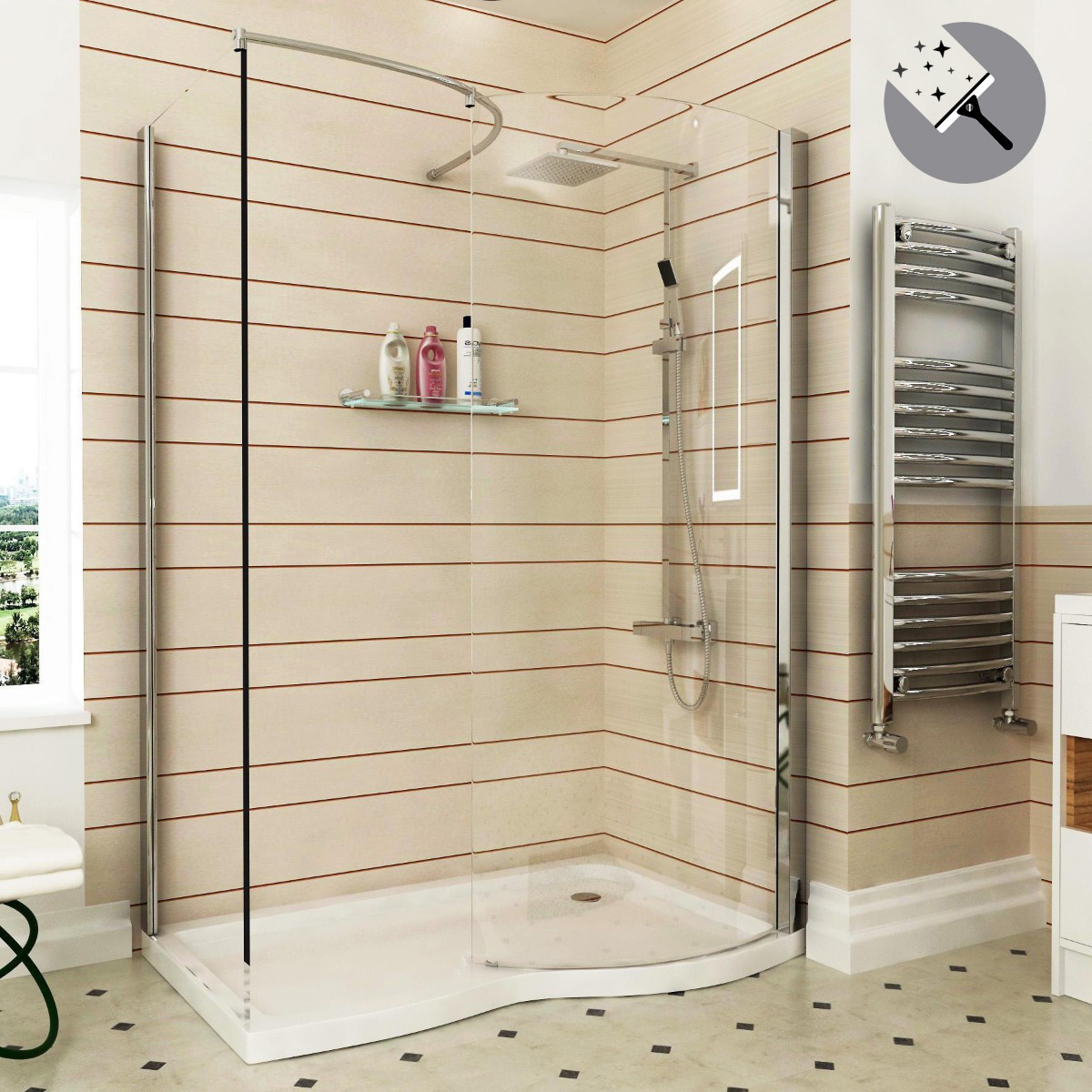 Elegance 8mm Easy Clean Glass Walk in Enclosure 1400x900mm with Tray ...