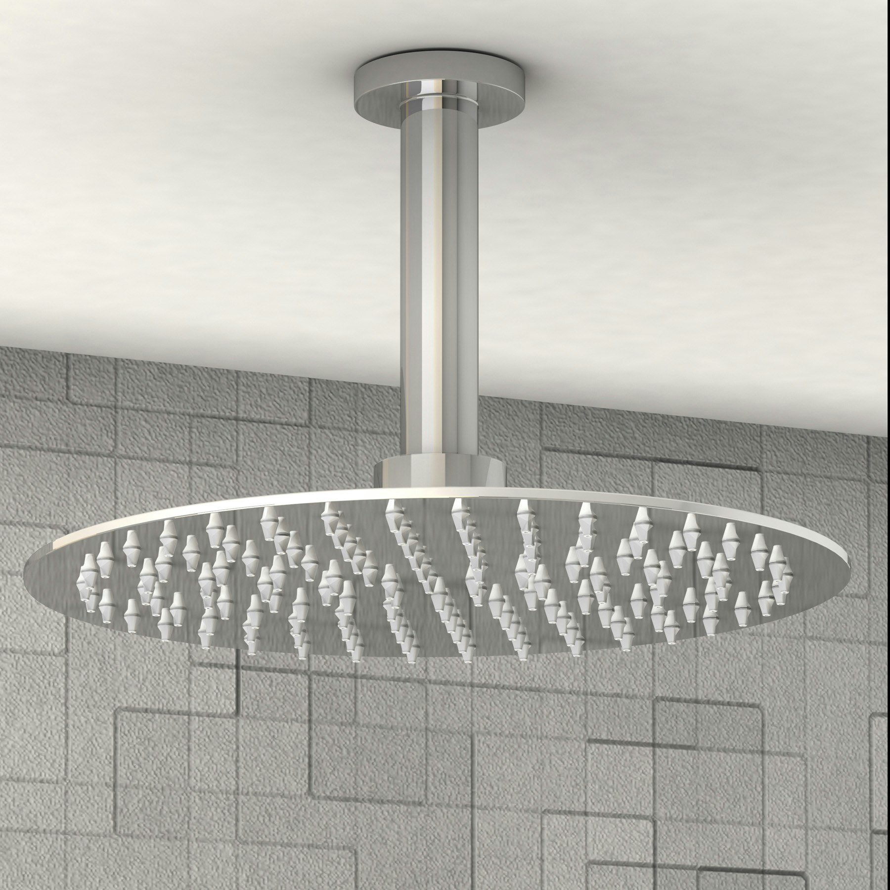 250mm Triple Function Slimline Round Ceiling Shower Set with Twin ...