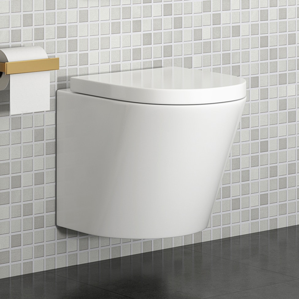 Short Projection Wall Hung Rimless Toilet and Soft Close Seat - Cesar ...