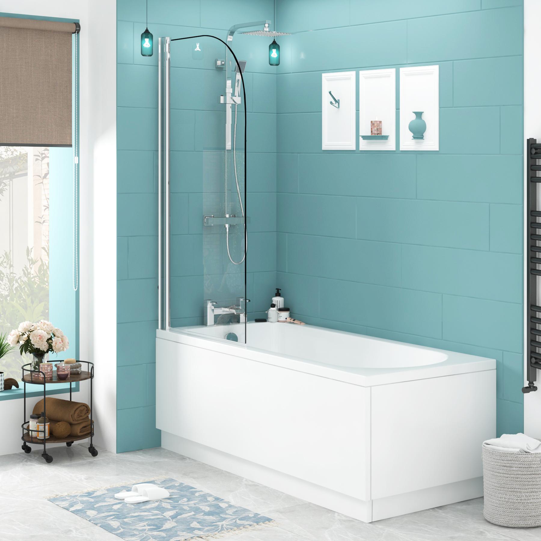 Breeze Acrylic Round Single Ended Shower Bath 1500 x 700mm Inc Shower ...